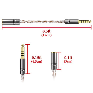 Geekria 4.4MM Balanced Male to 3.5MM Balanced Female Headphones Plug Adapter, Copper and Silverplated Upgrade Conversion Audio Dongle Plug (0.5ft)