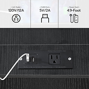 HOOBRO End Table Set of 2 with Charging Station, Narrow Side Tables, Narrow Nightstand with 2 Non-Woven Drawers, Slim Sofa Table, for Small Spaces, Living Room, Bedroom, Black BB486UBZP201