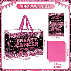 Black Pink Breast Cancer Awareness Gift Bags with Tissue Paper Greeting Card Pink Ribbon Party Favors Breast Cancer Awareness Party Decorations for Christmas Women Patient Friends Coworker Charity