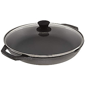 Lodge Seasoned Cast Iron 12 Inch Everyday Pan with Tempered Glass Lid, Black, 1 EA