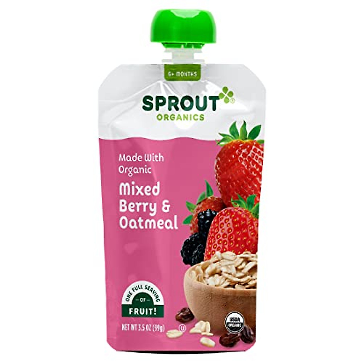 Sprout Organics, Mixed Berry & Oatmeal, 6+ Month Pouches, 3.5 oz (Pack of 12)