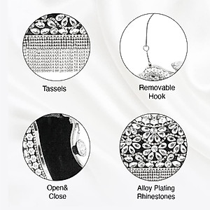 Olixi Black Clutch Purse for Women Evening Bag Lip Shape Sparkling Glitter Luxury Purse Bag with Chain Fashion Tassel Handbag for Wedding Party Cocktail Prom Formal