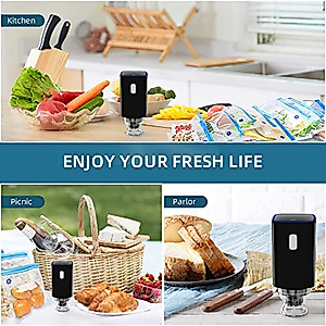 Sous Vide Bags 24PCS,FINWAY Electric Vacuum Sealer Machine & Reusable Vacuum Zipper Bags for Cooking and Food Storage,Sous Vide Vacuum Sealer with 10 Vacuum Zipper Bags,2 Cooking Clips & 5 Zip Clips Black