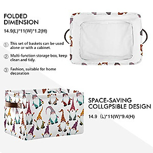 senya Christmas Basket, Large Foldable Christmas Storage Basket with Handles Christmas Gnomes Seamless Fabric Collapsible Storage Bins Organizer Bag for Storage Toy