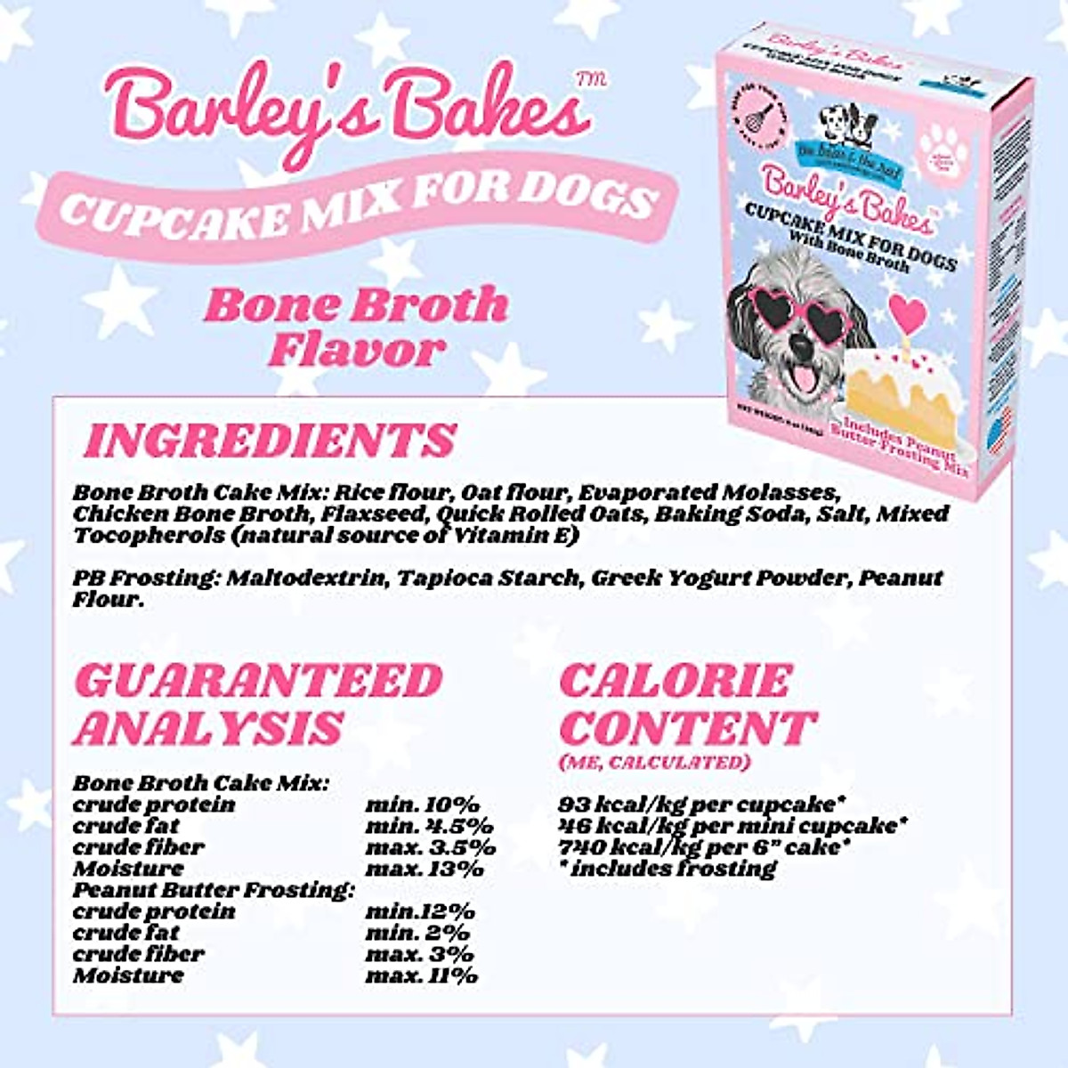 The Bear and The Rat Dog Cake | Cupcake Mix for Dogs, Bone Broth Flavor, 9 Ounce, Peanut Butter Frosting, Wheat Free, Gluten Free, Real Food Ingredients, Made in the USA, Birthday Dog