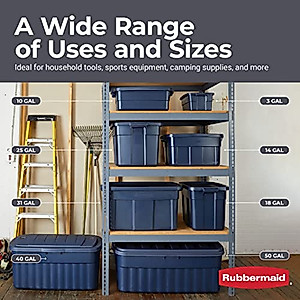 Rubbermaid Roughneck Storage Totes 3 Gallons, Durable Stackable Containers, Great for Off-Season Items, Small Storage Needs, and More, 6-Pack