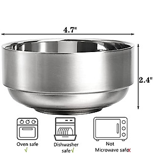 Lyellfe 6 Pack Stainless Steel Bowls, 12 Oz Unbreakable Bowl for Kids Small, 18/8 Double Walled Insulated Snack Soup Bowl for Rice, Cereal, Ice Cream, BPA-free, Dishwasher Safe