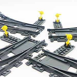 City Train Track - 2 Sets Track Switch Accessories Building Block, Road Flexible Rails Bricks Toys