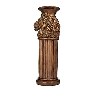 Deco 79 Polystone Lion Pedestal Table, 8" x 9" x 25", Bronze