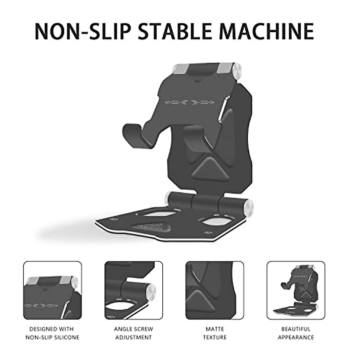 SCTEWELL Mobile Phone Holder, 1-Piece Mobile Phone Holder Suitable for iPhone, Ipad, Mobile Phones, All Android Smart Phones, Small desktops, Sturdy Aluminum Metal Phone Holder