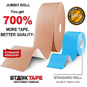 Starktape Kinesiology Tape - Professional 4 Pack Bulk Physio Rolls Sports Tapes for Sensitive Skin. K Physical TherapyTape for Knee, Shoulder, Ankle, Wrist, Foot, Back Injury Muscle Pain aid - Beige