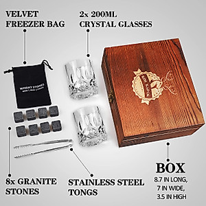 Whiskey Set Gifts for Men,Whiskey Stones & Whiskey Glasses Set of 2, Whisky Rocks Anniversary Best Groomsmen Dad Birthday Valentines Day Gifts Ideas for Him Mens Male Friends Wedding Husband Brother
