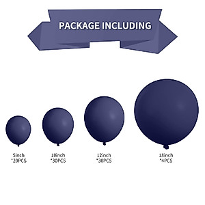 Maylai 84 Pcs Navy Blue Balloons Different Sizes 18/12/10/5 Inch Latex Balloon Garland Arch Kit for Halloween Christmas Thanksgiving Baby Shower Wedding Birthday Bride Balloon Party Decoration