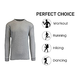 Galaxy by Harvic Mens Crew Neck Thermal Shirt (Multiple Sizes/Colors) Heather Grey