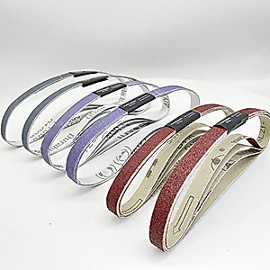 24 Pcs 1/2 Inch x 18 Inch Sanding Belts Set, 4 Each of 80 120 240 400 800 1000 Grits, Replacement Belts for Air/Electirc Belt Sander, Best for Woodworking, Plastics, Fiberglass and Metal Polishing