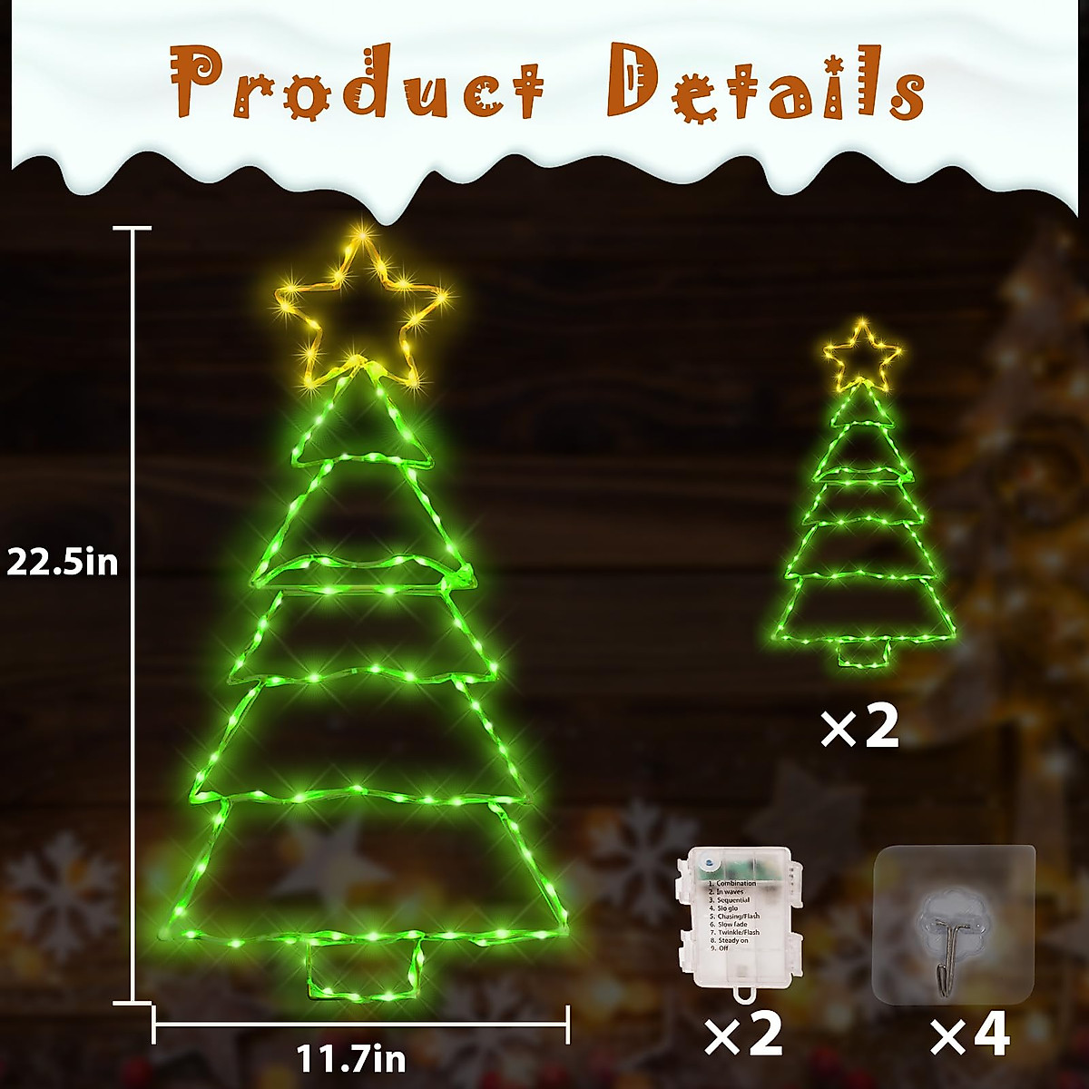 Bstge Christmas Window Decorations, 2 Pack Window Silhouette Lights, 8 Modes Lighted Christmas Tree Decor, Indoor Lights for Holiday Wall Door Glass Decor（Green）