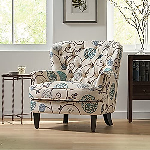 Christopher Knight Home Tafton Fabric Club Chair, White / Blue Floral