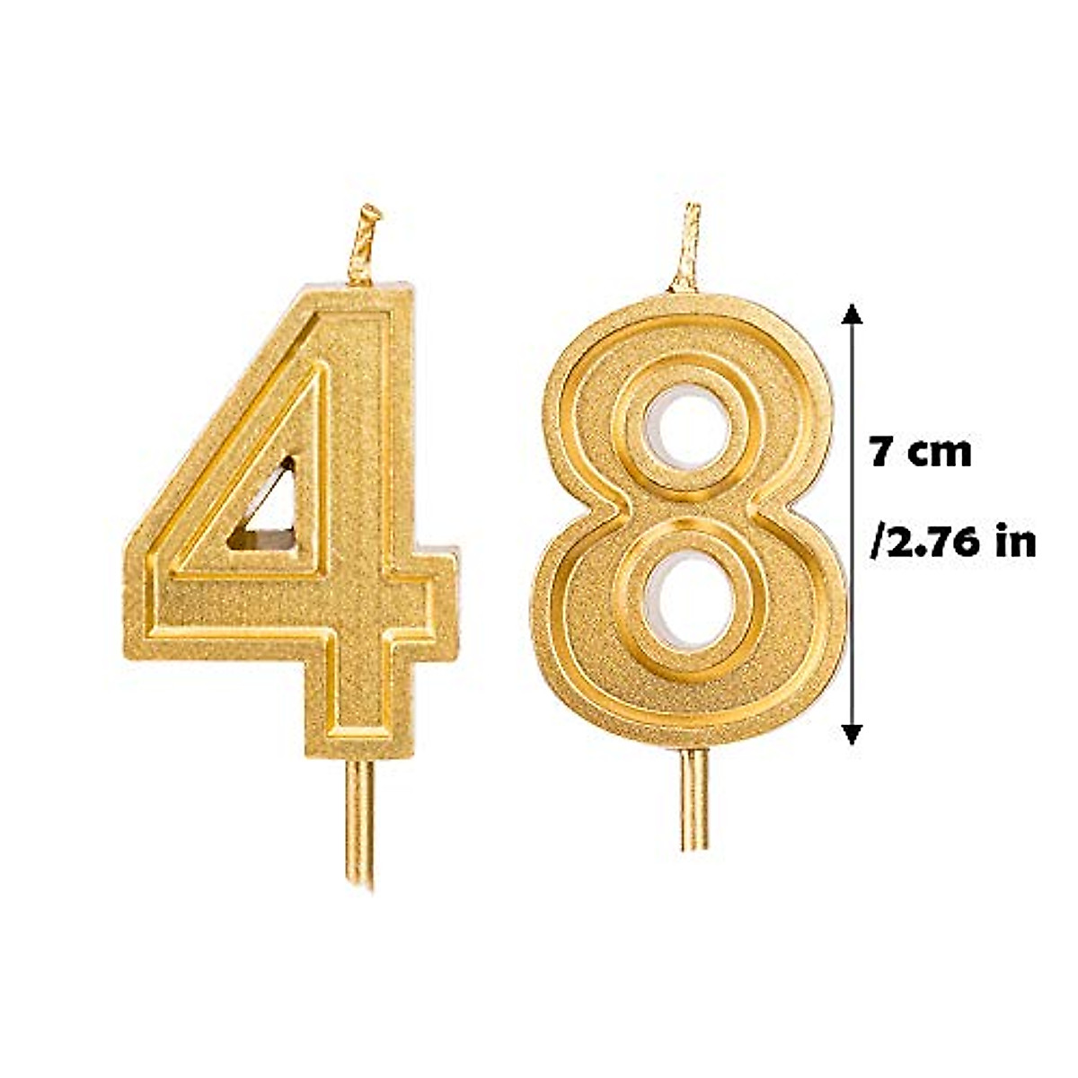 Bailym 2.76 inch 48th Birthday Candles,Gold Number 48 Cake Topper for Birthday Decorations Party Decoration