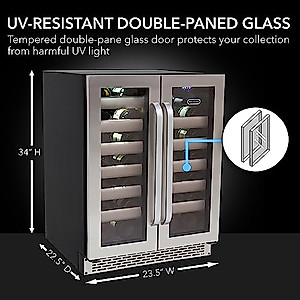 Whynter BWR-401DS 40 Bottle Stainless Steel Dual Zone Built Wine Refrigerators-Elite Series with Seamless Doors