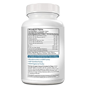 Nutrition Strength Vitamin B for Dogs, Complete B Complex for Dogs, Promote Blood Cell & Nervous System Health, Help Sustain Cellular Energy Production & Maintain Brain Function, 120 Chewable Tablets