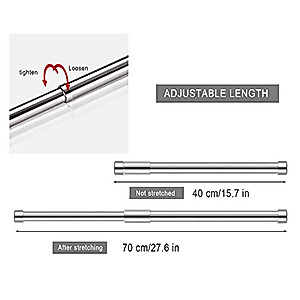 Closet Pole, Closet Rod with Telescopic Adjustment, with Wardrobe Rail Rod Pole Socket and Screws, Pack-2, Clothes Rod for Closet Suitable for Wardrobes, Cabinets, Bathrooms (15.7‘’-27.6‘’)