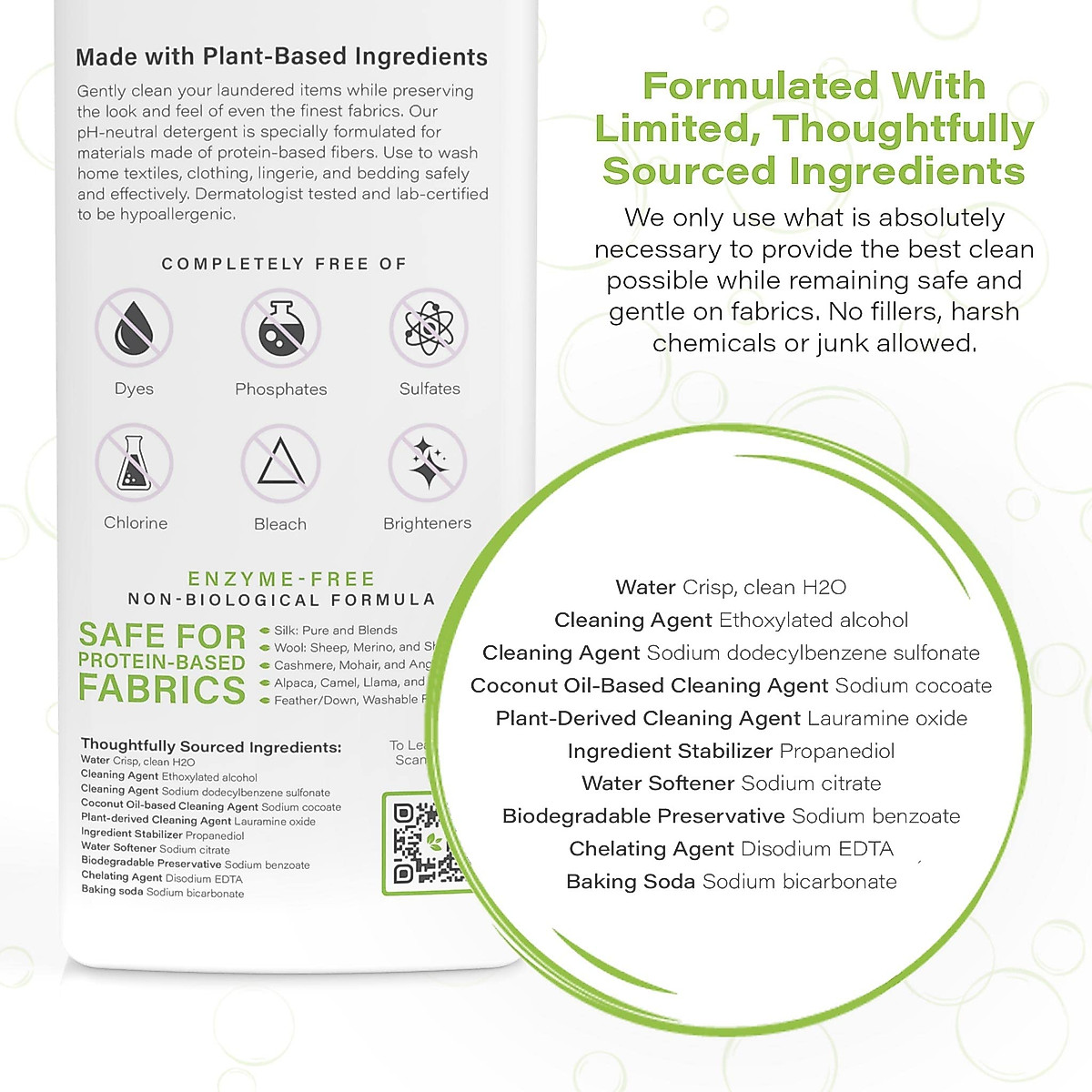 Heritage Park Silk & Wool Fragrance Free, Hypoallergenic, pH-Neutral Laundry Detergent - Dermatologist-tested, Sensitive Skin-Friendly, Enzyme-Free, Ultra Concentrated (64 fl oz Refill)