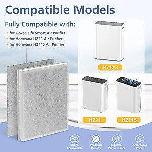 H7123101/H211/H211S Replacement Fil-ter for Govee Life Smart Air Puri-fier, H13 True HEPA Fil-ter & 4-Stage High-Efficiency Fil-tration, 2 Pack HEPA Fil-ter and 4 Pack Washable Pre-Fil-ter