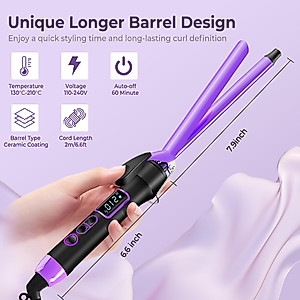 3/8 Inch Curling Iron, Professional 9mm Curling Iron for Short & Long Hair, Ceramic Curling Wand with Temps Control 120 ℃-210 ℃,Small Curling Iron, Dual Voltage Wand Curling Iron, Travel Curling Iron