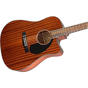Fender CD-60SCE Solid Top Dreadnought Acoustic-Electric Guitar - All Mahogany Bundle with Hard Case, Tuner, Instrument Cable, Strap, Strings, Picks, Polishing Cloth and Austin Bazaar Instructional DVD