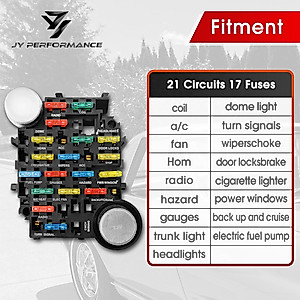 Universal 21 Circuit Wiring Harness Kit Extra Long Wire Standard Color 17 Fuses for GM Chevy Mopar Hotrods Ford Chrysler