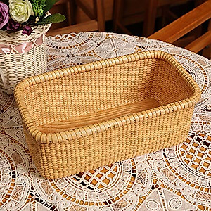 Teng Tian Basket Natural Rattan Wooden Storage Box -Cane-on-cane weave Nantucket Basket– Cabinet and Shelf Basket Organizer with - Multi-Purpose Organizer