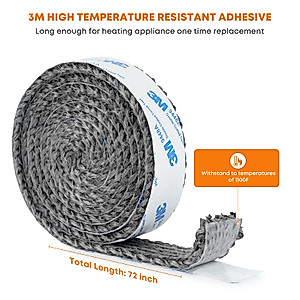 Stanbroil Stove Gasket Tape, 1" Width, 1/8" Thick 72" Length Self Adhesive Flat Gasket for Stoves and Fireplaces, High Temperature Fiberglass Gasket Tape