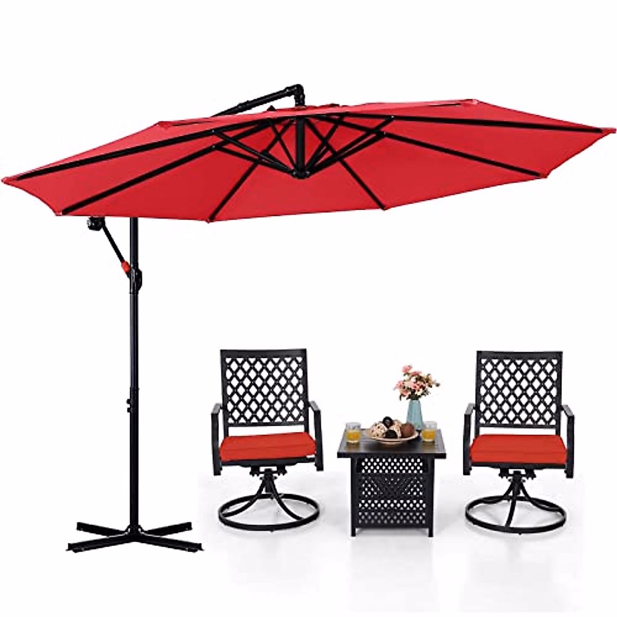 ABCCANOPY Cantilever Patio Umbrellas 10FT Red
