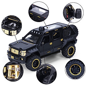 ORALEAF Die Cast Metal Toy Cars, 1/24 Scale Off-Road Car Toy Model with Sound and Light, Gifts for 3 Year Old Boys and up