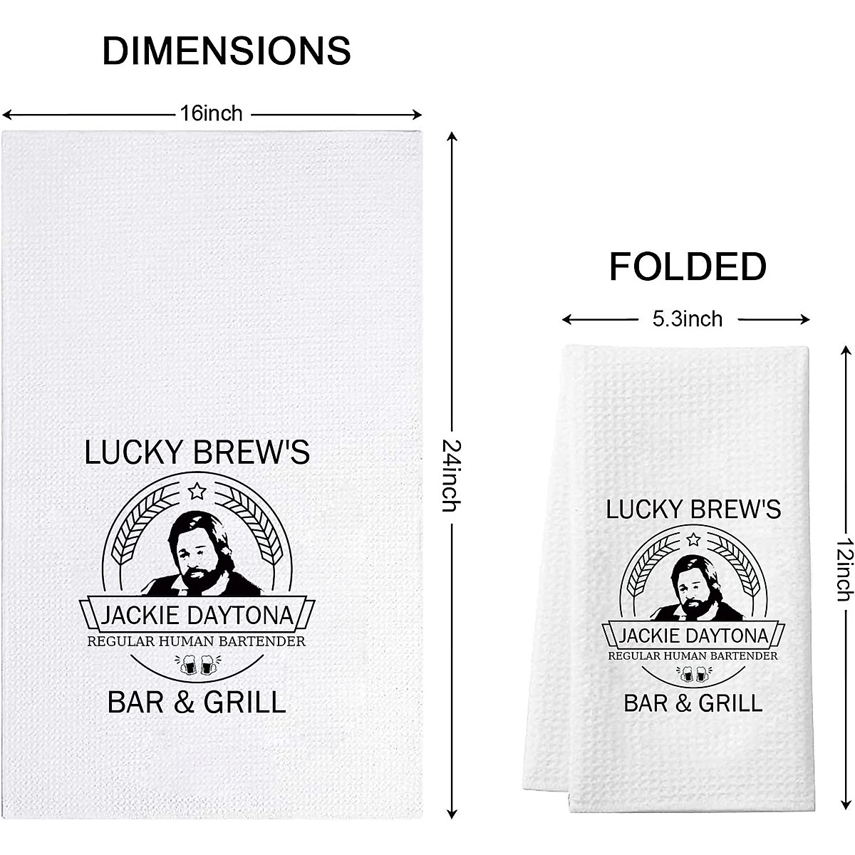 WWDITS TV Show Inspired Lucky Brew’s Regular Human Bartender Bar & Grill Kitchen Towel Dish Towel Tea Towel (Lucky Brew Towel)