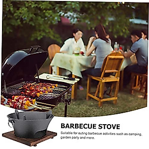 Happyyami 1 Set Grill Portable Grill Stand Hibachi Grill Outdoor Stove Burner Stove Charcoal Fire Stove Grilling Tools Camping Barbecue Stove Iron Grill Charcoal Grill Stove Cast Iron Black