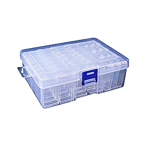 Large Clear Bead Organizer Box - 44 Slots Diamond Picture Storage Containers, 5D Diamond Embroidery Accessories Bead Organizer Case with Label Stickers for Art Craft, Storage Containers