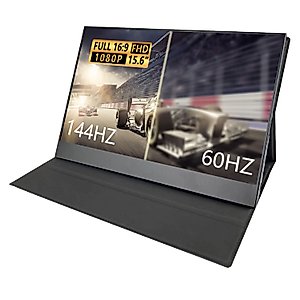 YOUYUANLTD 15.6 inch Portable Monitor Full HD IPS HDMI FHD 1920x1080 144Hz Screen for Gaming Laptop Computer Phone Xbox PS4 PS5,Switch,Working Display with Dual Speakers,Black