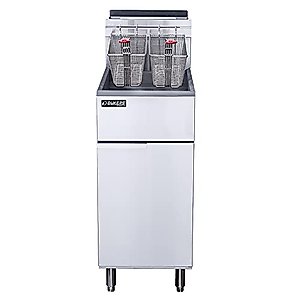 Dukers DCF3-LPG Liquid Propane Gas Commercial Floor Deep Fryer with 3 Tubes Burners 40lb 90,000 BTU