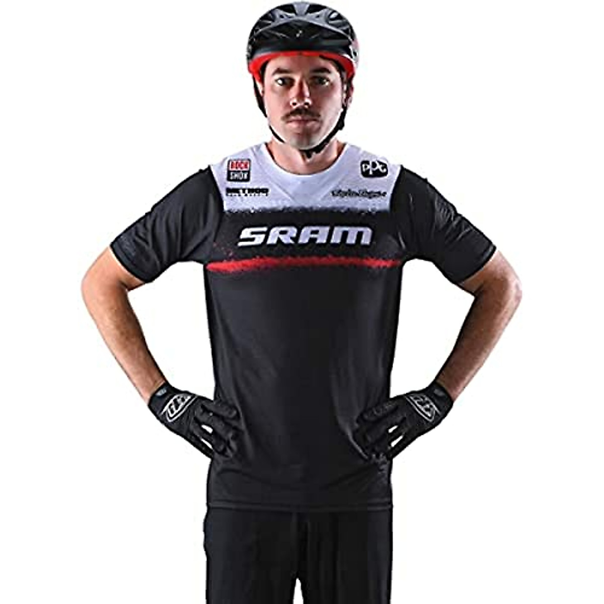Troy Lee Designs Cycling MTB Bicycle Mountain Bike Jersey Shirt for Men, Skyline Air SRAM Roost SS (Black, X-Large)