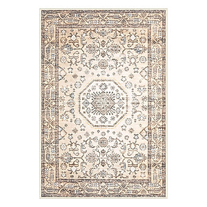 Entryway Rug 2x3 Washable Rug: Boho Small Throw Rug Ultra Thin Indoor Non-Slip Stain Resistance Front Door Mat for Entrance Kitchen Bedroom Home Office (Beige, 2'x3')