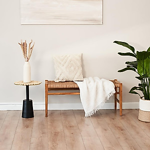 NAIMDECOR Cream Boho Pillow Covers 18x18 Throw Pillows for Couch - Boho Throw Pillows with Soft Velvet Pom Poms and Tufted Linen Pillow Designs