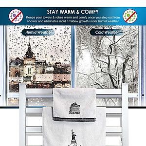 2-in-1 Multifunction Heated Towel Warmer, Fabrics Dryer for Household, Bathroom, Brushed Aluminum Structure with Chrome Plate, Stand Alone or Wall Mounted, Keep Your Clothes Clean and Dry,UL Certified