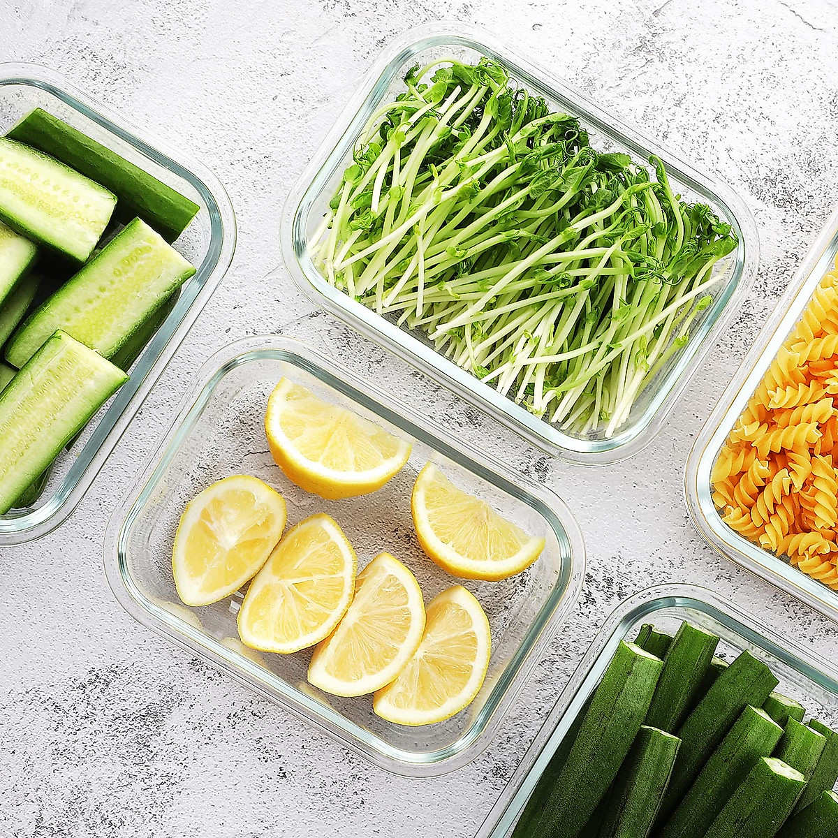 HOMBERKING 10 Pack 22oz Glass Meal Prep Containers, Glass Food Storage Containers with Lids, Airtight Glass Lunch Bento Boxes, BPA-Free & Leak Proof (10 lids & 10 Containers) - Blue