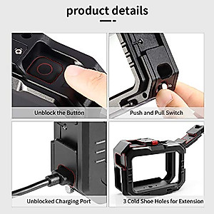 Vlog Housing Cage for Gopro 9/10/11, ULANZI G9-14 Upraged Aluminum Video Case Metal Frame, Cold Shoe Mount for Mic Light, Detachable Audio Adapter Vlogger Accessory for Gopro Hero 9/10/11 Black
