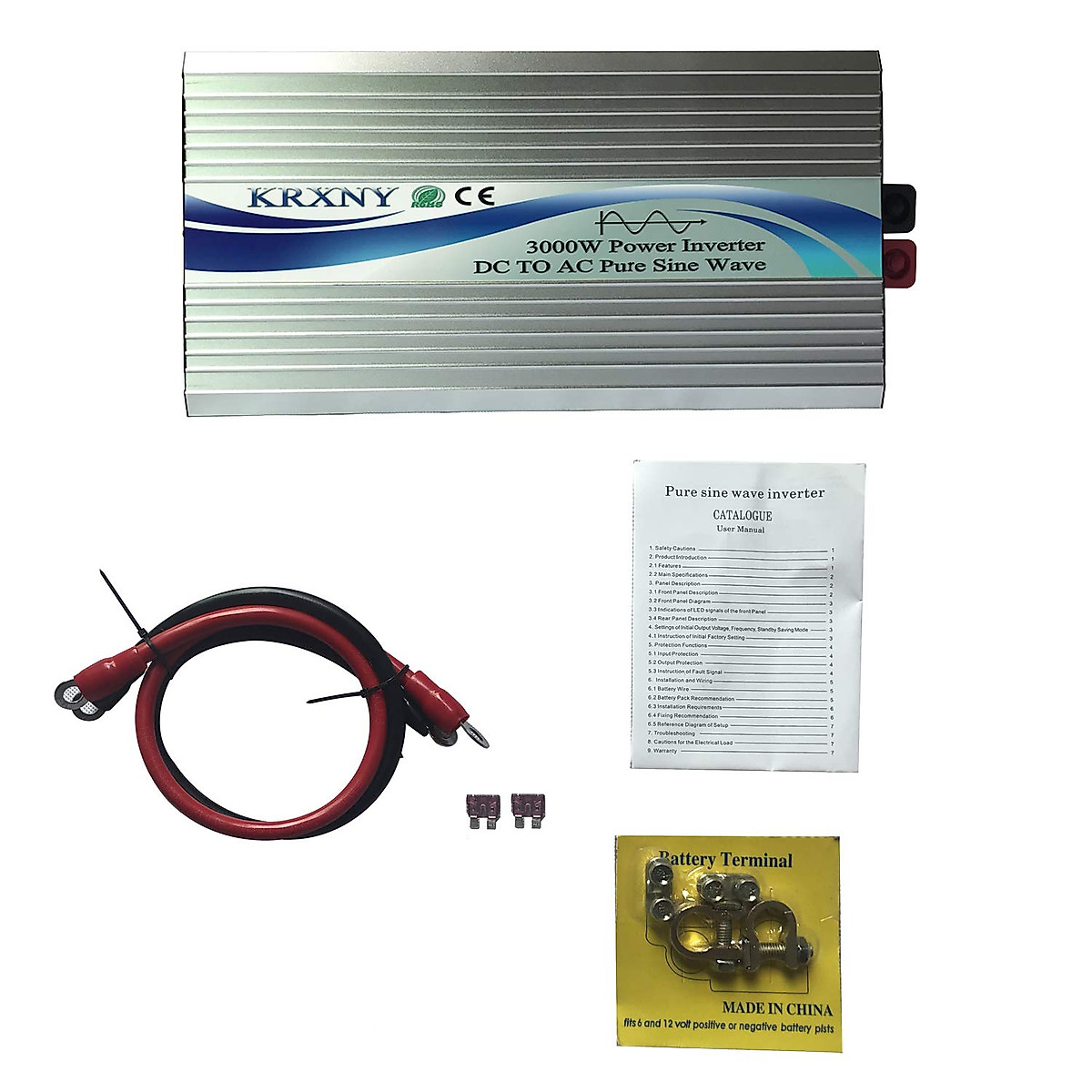 KRXNY 3000W Off Grid Pure Sine Wave Power Inverter 48V DC to 110V 120V AC 60HZ with LCD Display