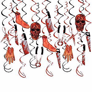 Halloween Bloody Weapons Hanging Swirl Decorations, Pre-Assembled Bloody Garland Banner, Have a Killer Birthday & Friday the 13th Birthday Party Decorations, Halloween Horror Zombie Vampire Party Supplies - 22pcs