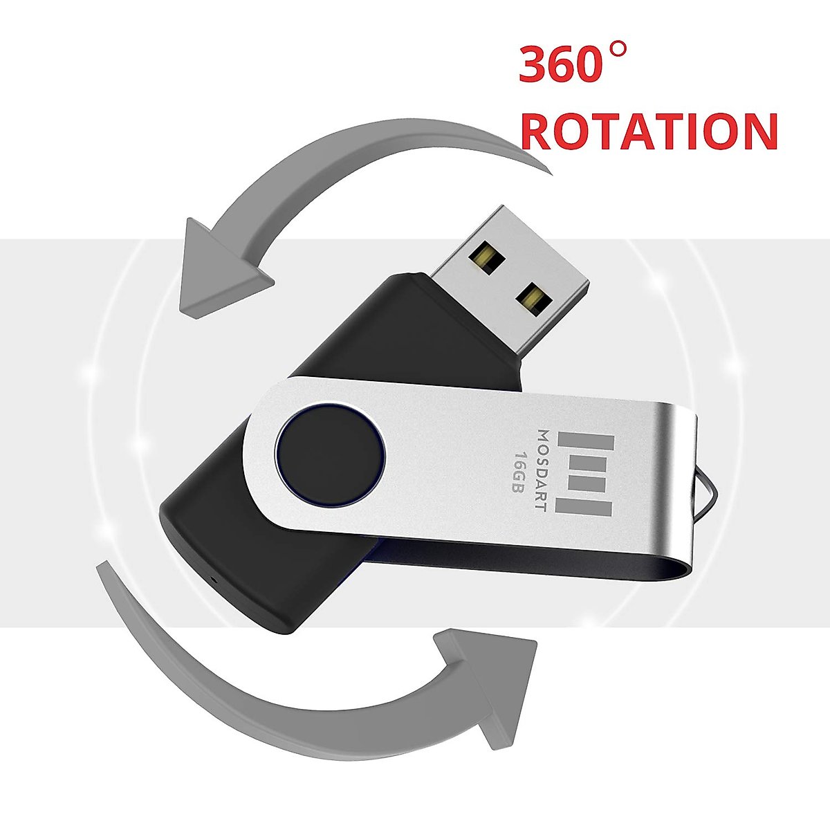 10 X MOSDART 16GB Bulk USB 2.0 Flash Drives Swivel Thumb Drives Zip Drive Memory Stick with Led Indicator,10 Pack Black
