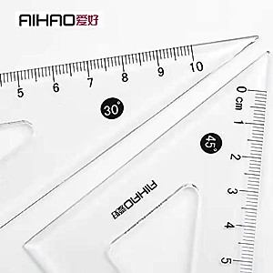kmobruzy 4Pcs Math Geometry Tool Set Includes Plastic Clear Ruler Protractor Ruler for School Office-Home Supplies Ruler Measuring Tool