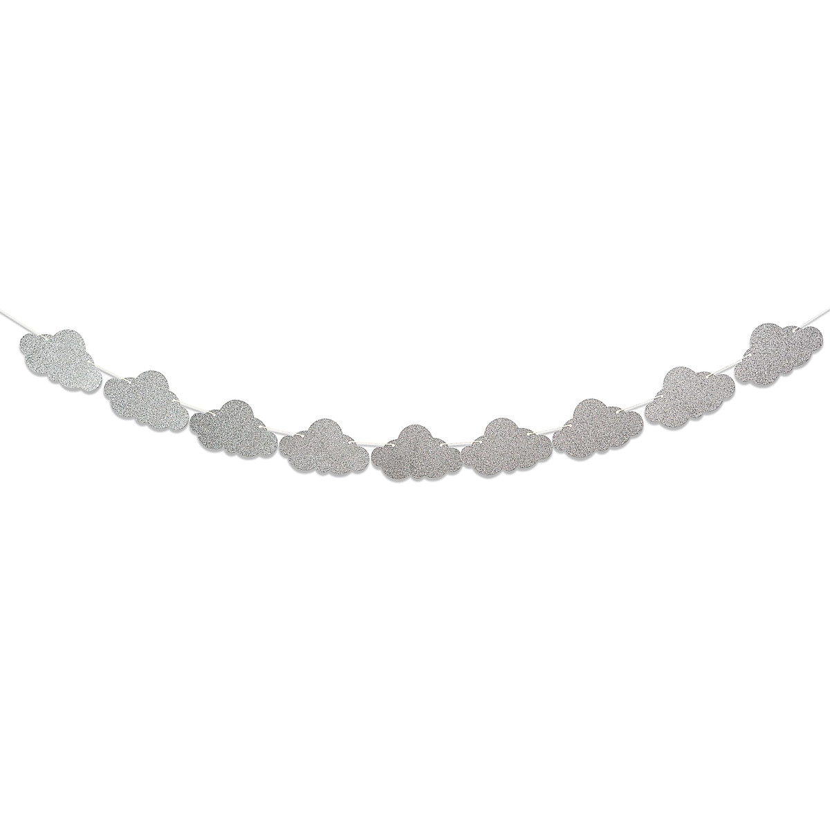 LINZYING Silver Shiny Cloud Banner - Engagement Bride Wedding Decoration,On Cloud Banner,On Cloud Nine Banner,On Cloud 9 Birthday Banner,On Cloud Birthday Banner for Girls (Cloud Banner)